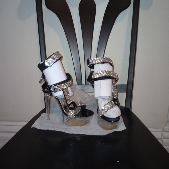 AKIRA | Shoes | Akira Diamond Drip 55 Blackplatform See Through Sparkly ...
